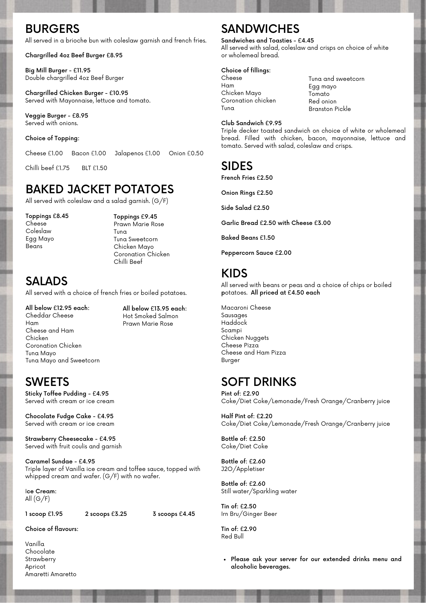 All Day Menu | The Dutch Mill Hotel