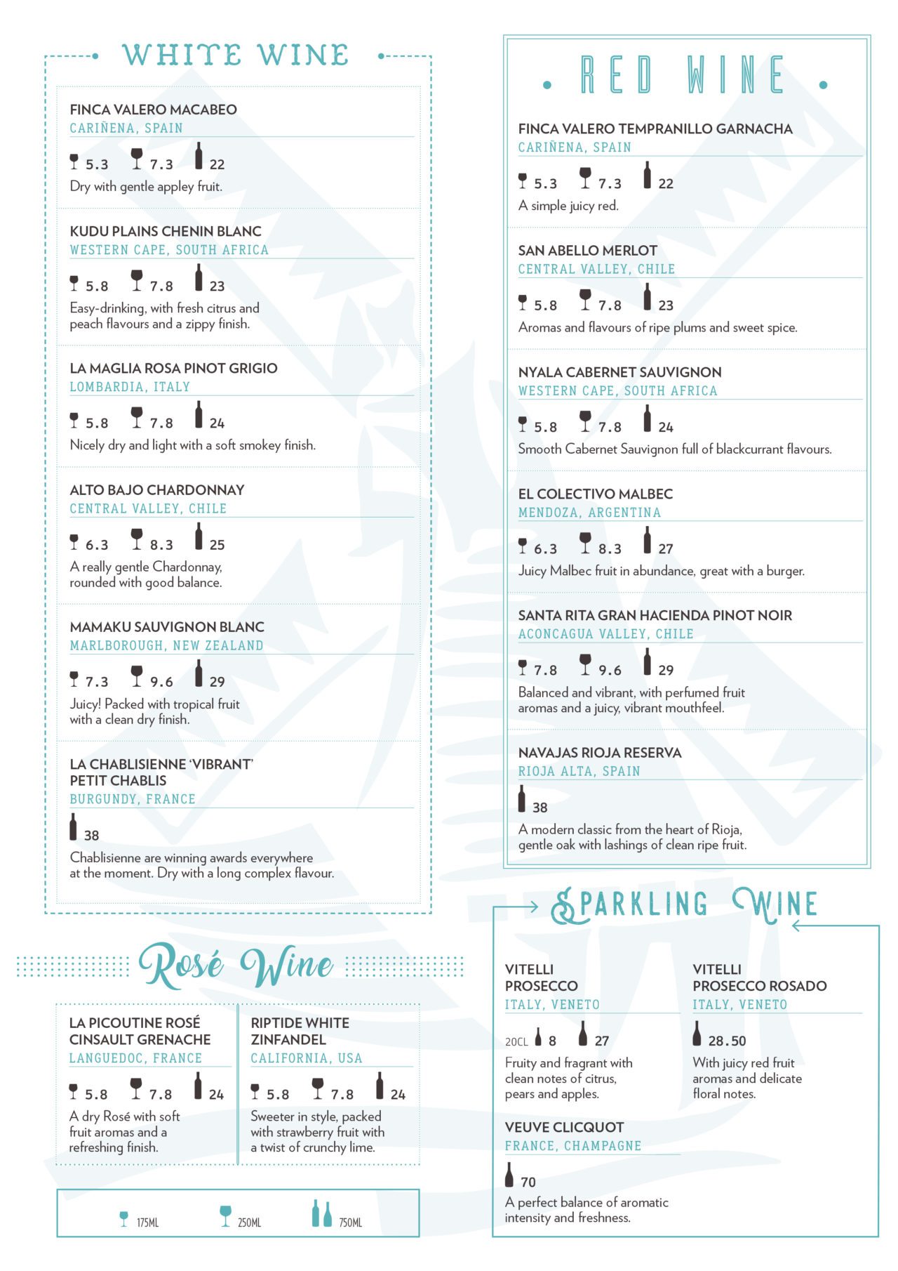 Wine Menu | The Dutch Mill Hotel