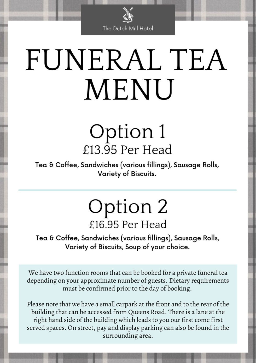 Funeral Tea | The Dutch Mill Hotel
